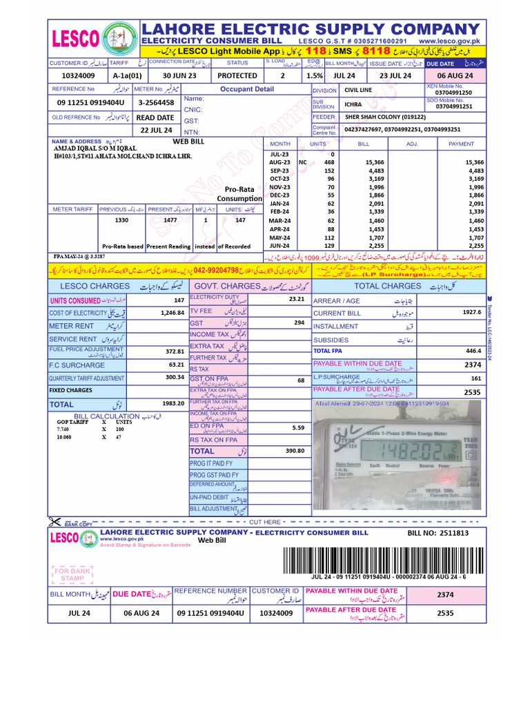 LESCO - Web Bill | PDF