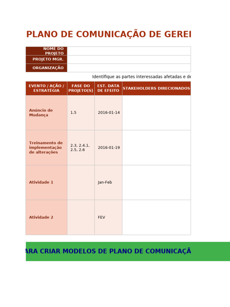 IC Change Management Communications Plan Template 57347 Updated PT | PDF