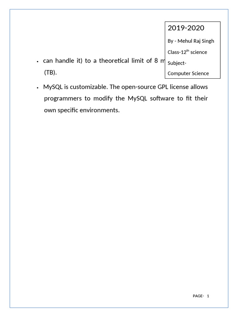 By - Mehul Raj Singh Class-12 Science Subject-Computer Science | PDF