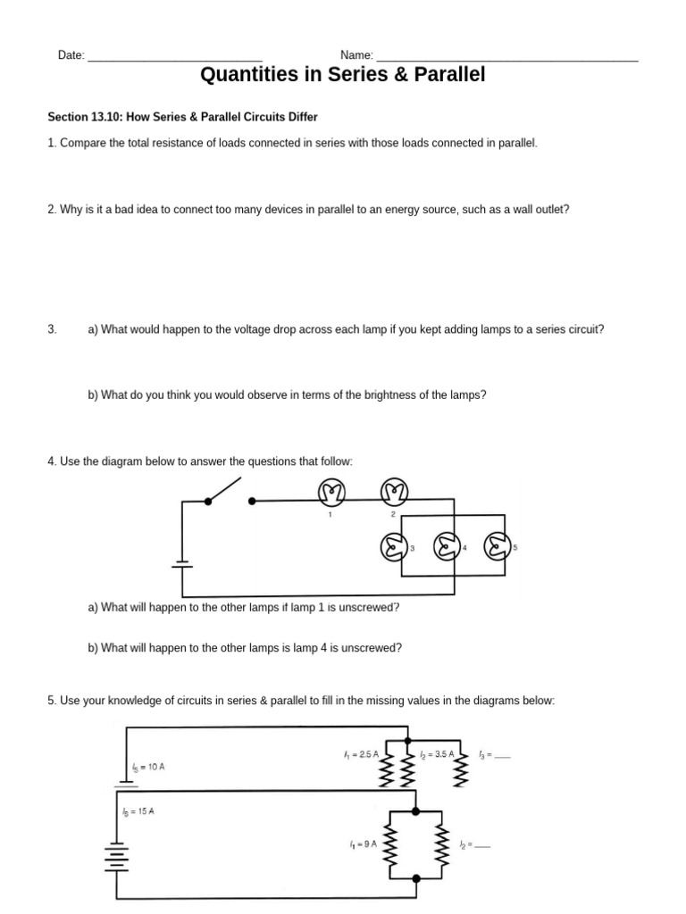 L14 - Quantities-in-Series-Parallel-worksheet | PDF | Science & Mathematics | Computers