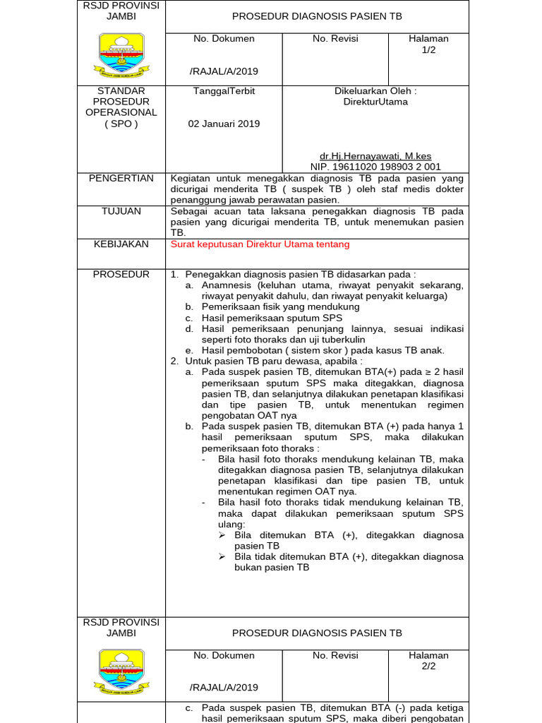 SPO Penegakan Diagnosis TB | PDF