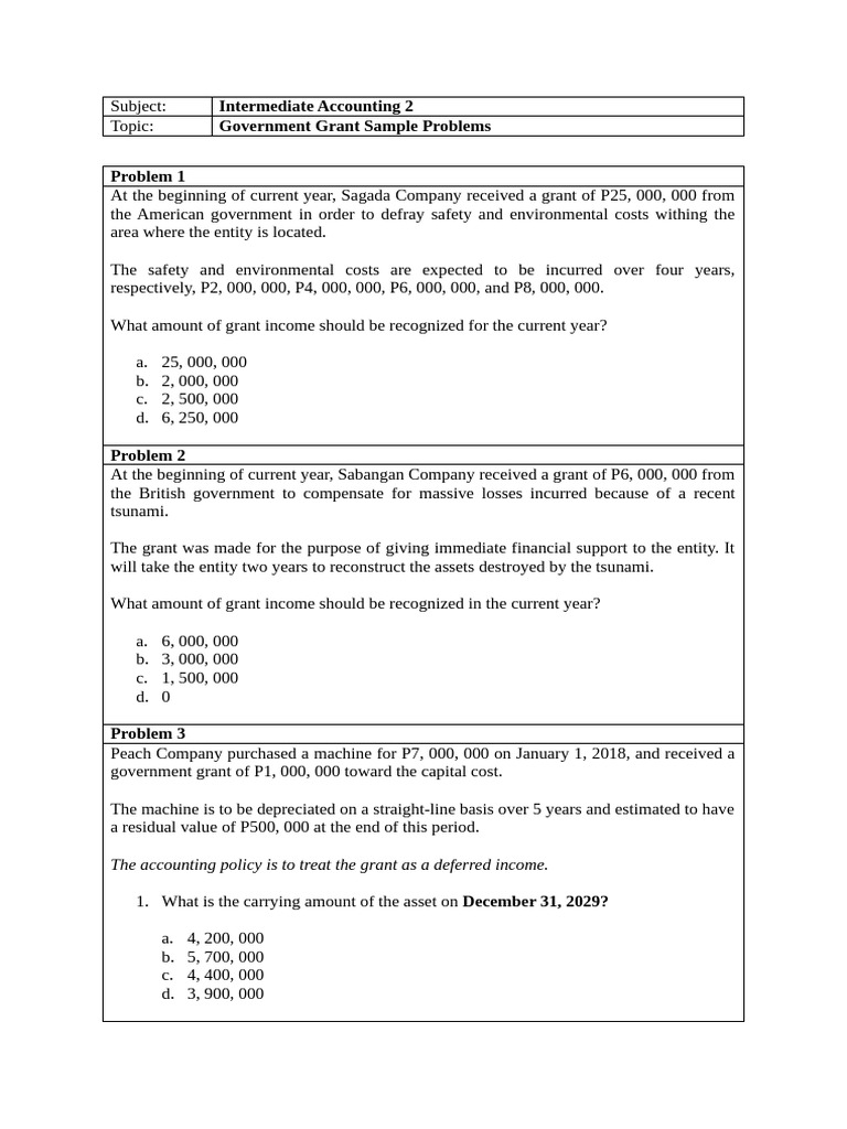 Government Grant Accounting Examples | PDF | Business | Finance & Money ...