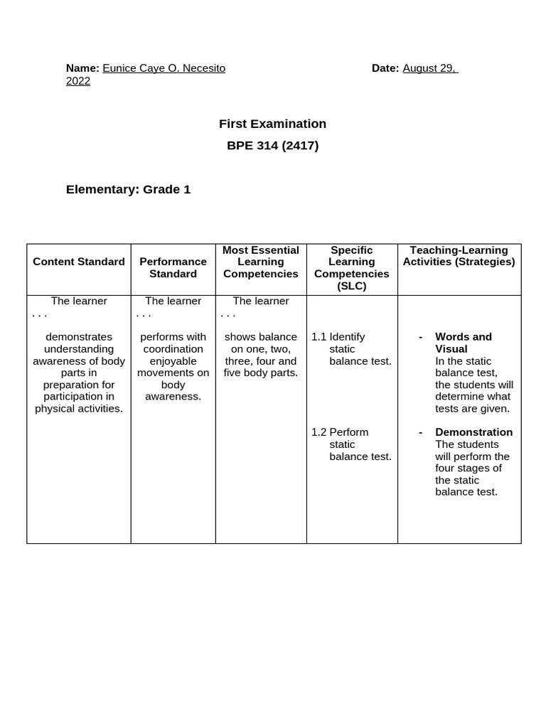 1st Exam Bpe314 | PDF