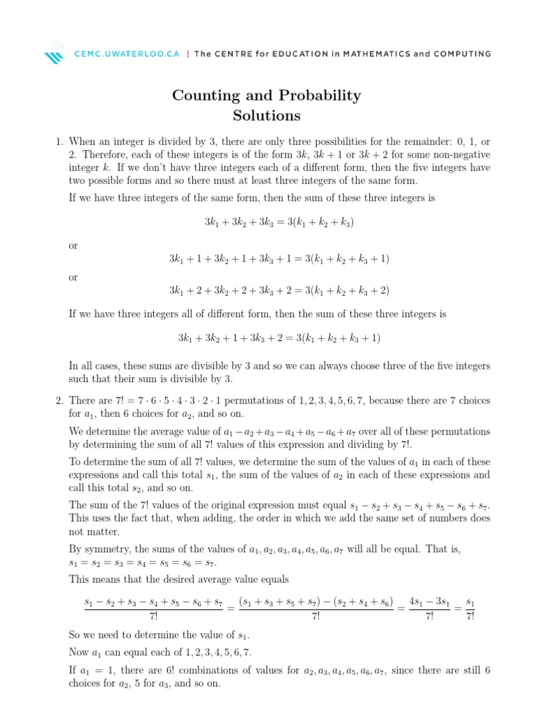 Counting Probability Sol | PDF