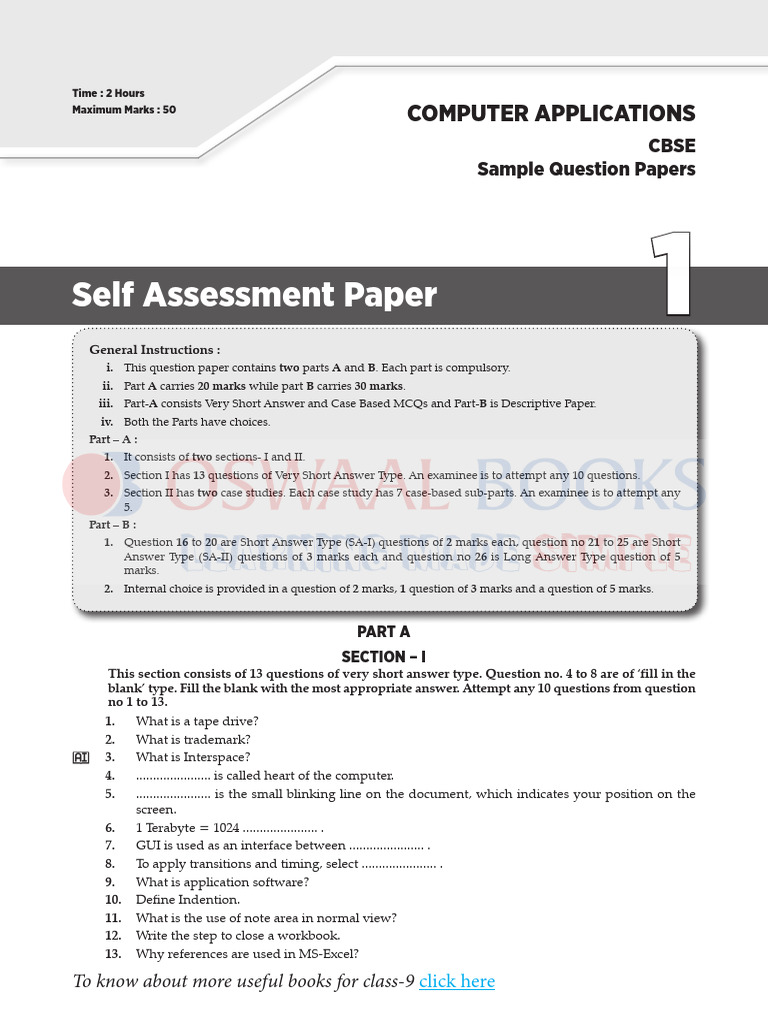CBSE_Sample_Question_Paper_Computer_Applications_Class_9 | PDF