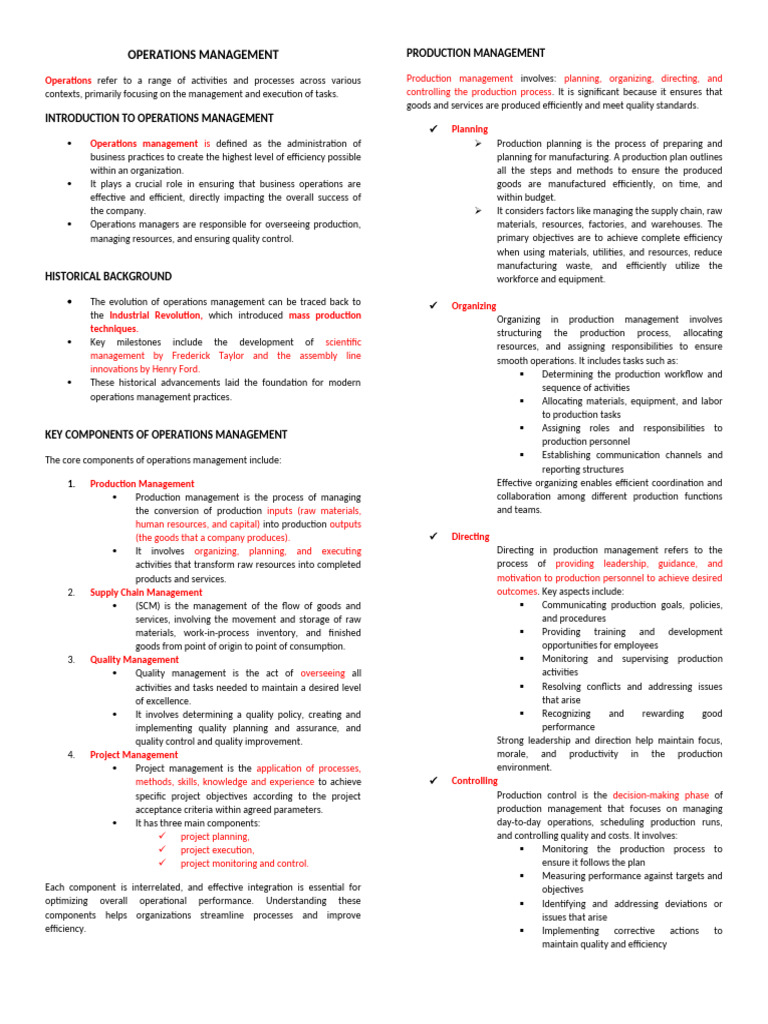 Operations Management | PDF