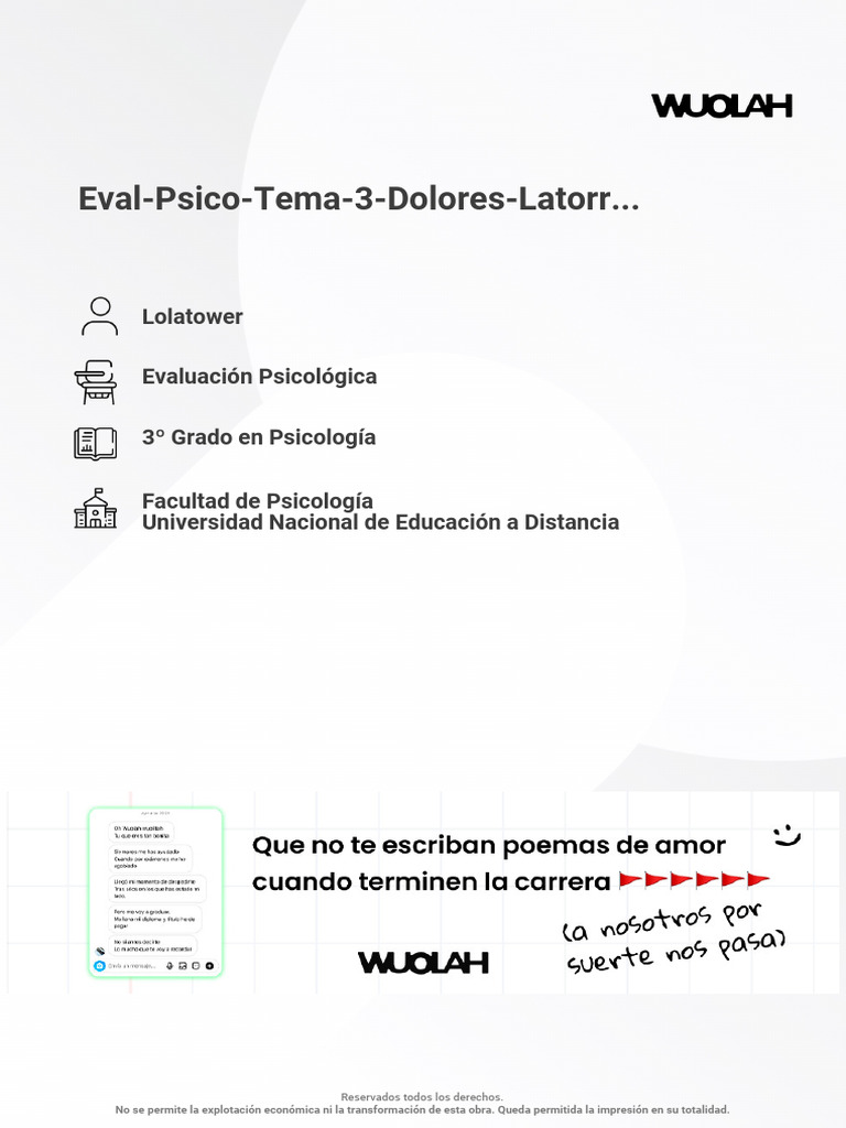 Evaluación Psico Tema 3 | PDF | Evaluación | Sicología