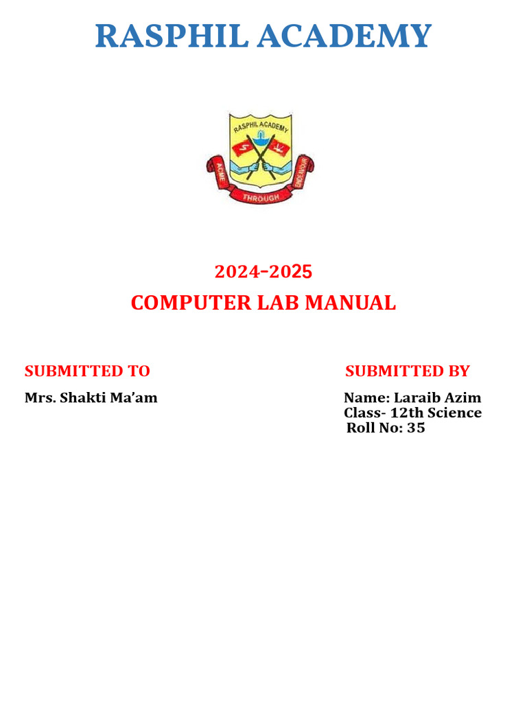 RASPHIL Academy Computer Lab Manual | PDF