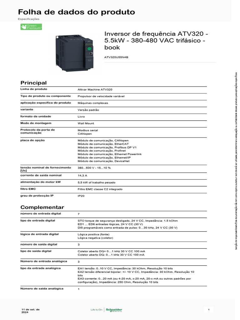 Schneider Electric - Altivar-Machine-ATV320 - ATV320U55N4B | PDF