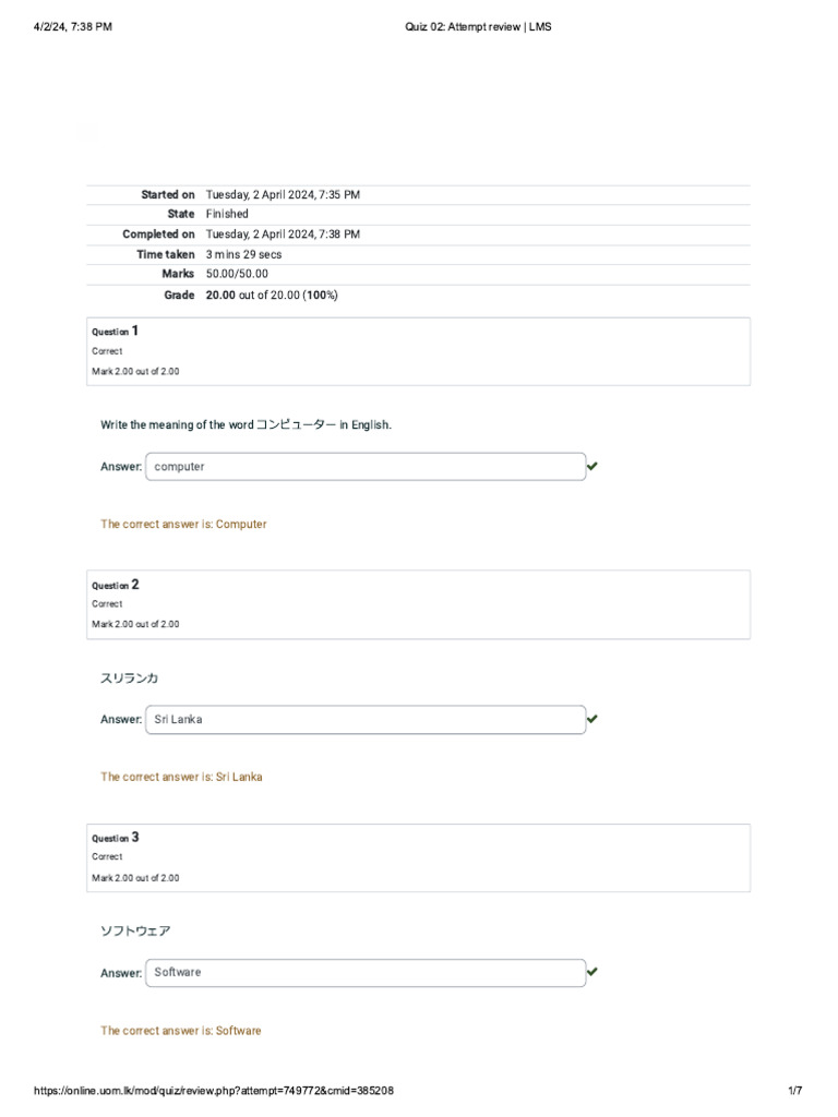 Quiz 02_ Attempt Review _ LMS | PDF