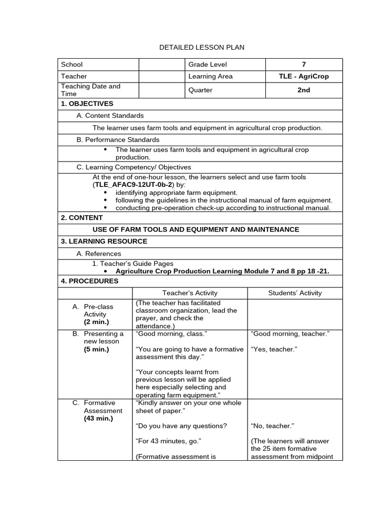 Tle Detailed Lesson Plan 8 | PDF
