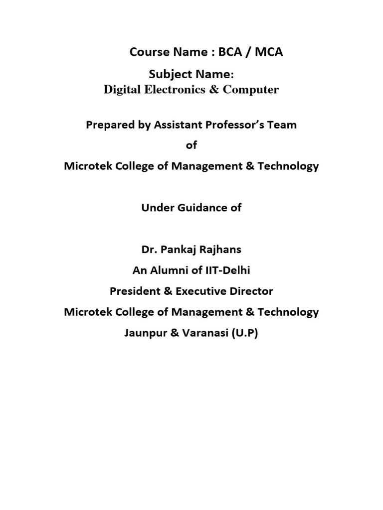 BCA-Digital Electronics & Computer Organization | PDF