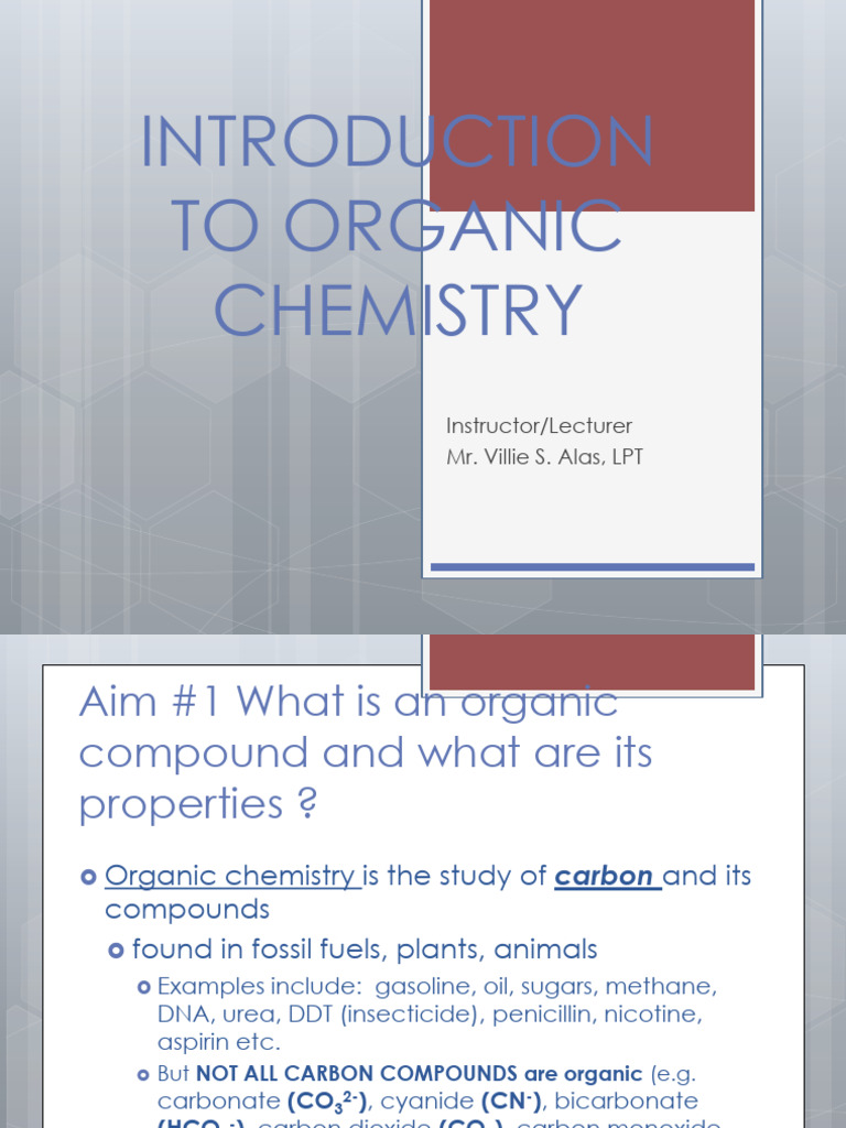 Lesson 1 - Introduction to Organic Chemistry | PDF