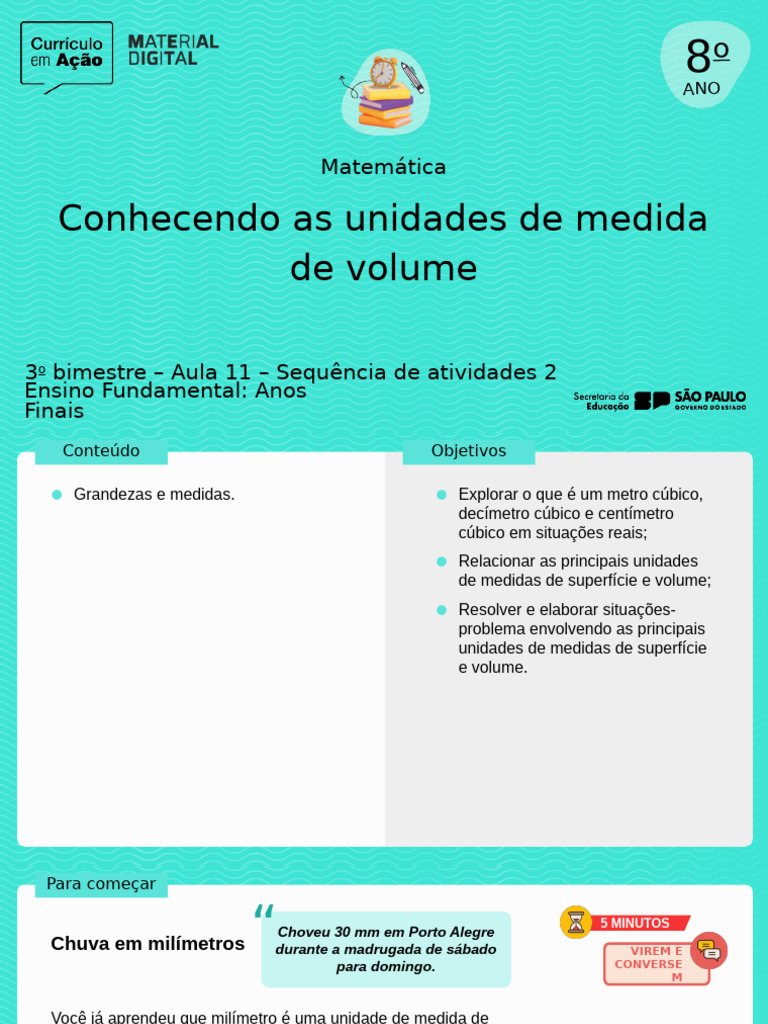 Aula 11 - Conhecendo as unidades de medida de volume | PDF