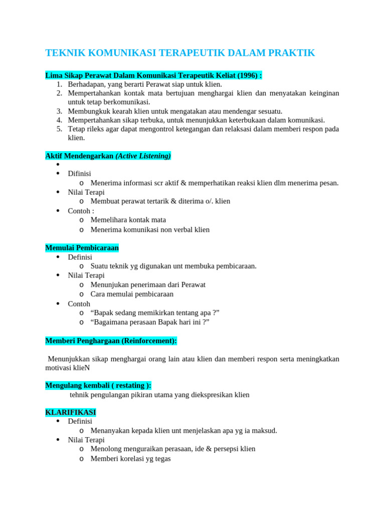 5.teknik Komunikasi Terapeutik Dalam Praktik | PDF