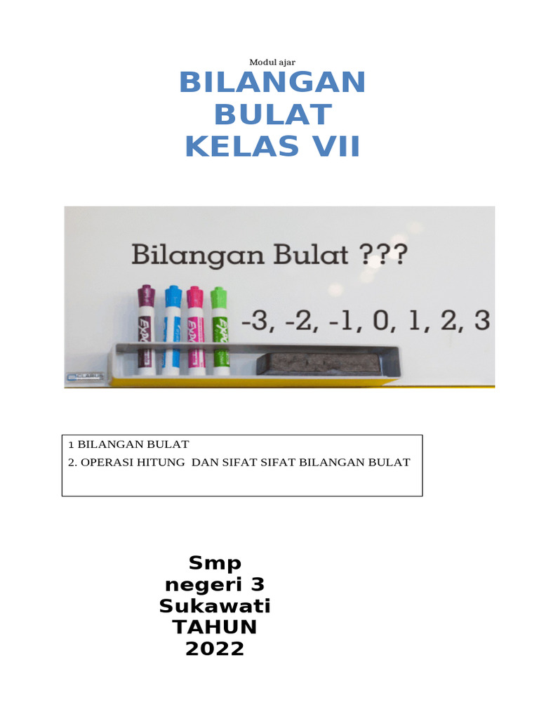7.1 Modul Ajar Bilangan Bulat | PDF