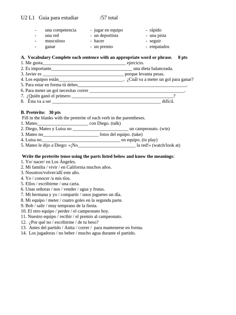 U2 L1 Guia para Estudiar | PDF