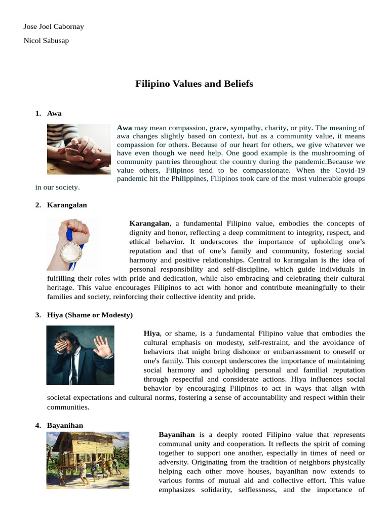 Filipono Values and Beliefs | PDF