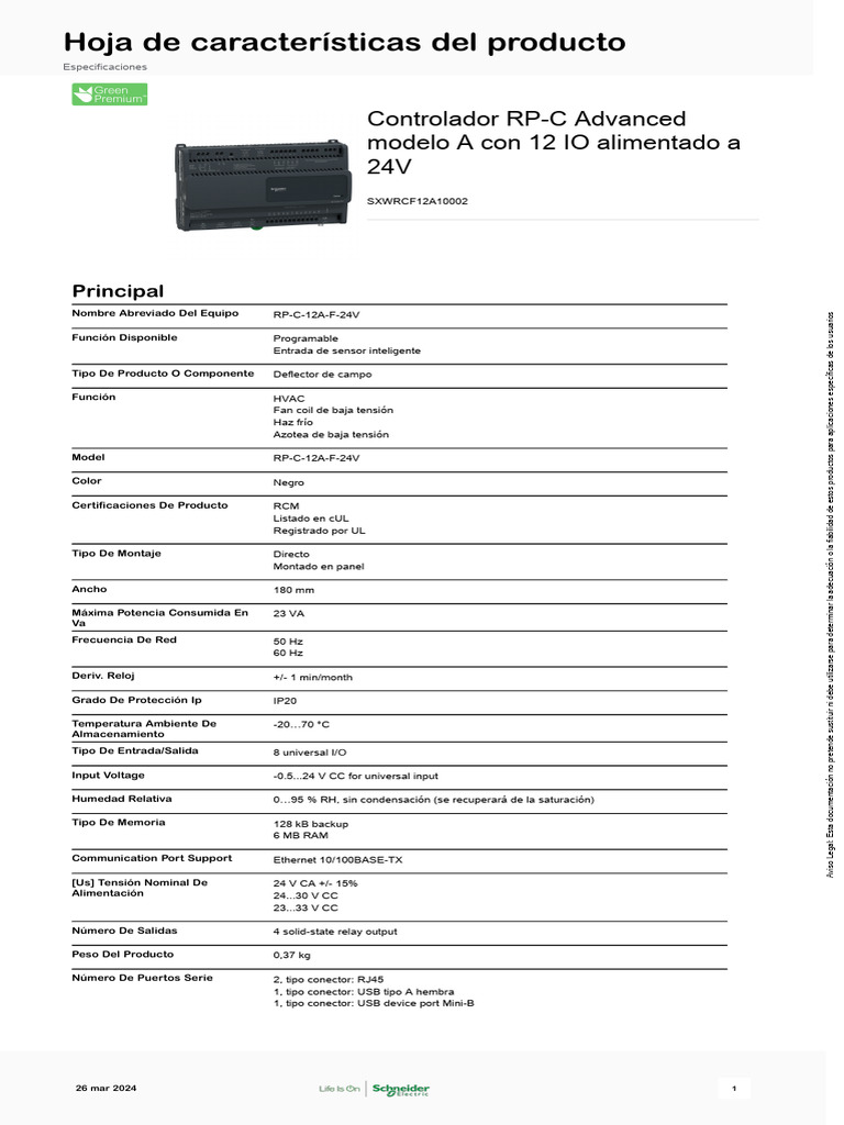 Schneider Electric - SpaceLogic-RPC-Controller - SXWRCF12A10002 | PDF