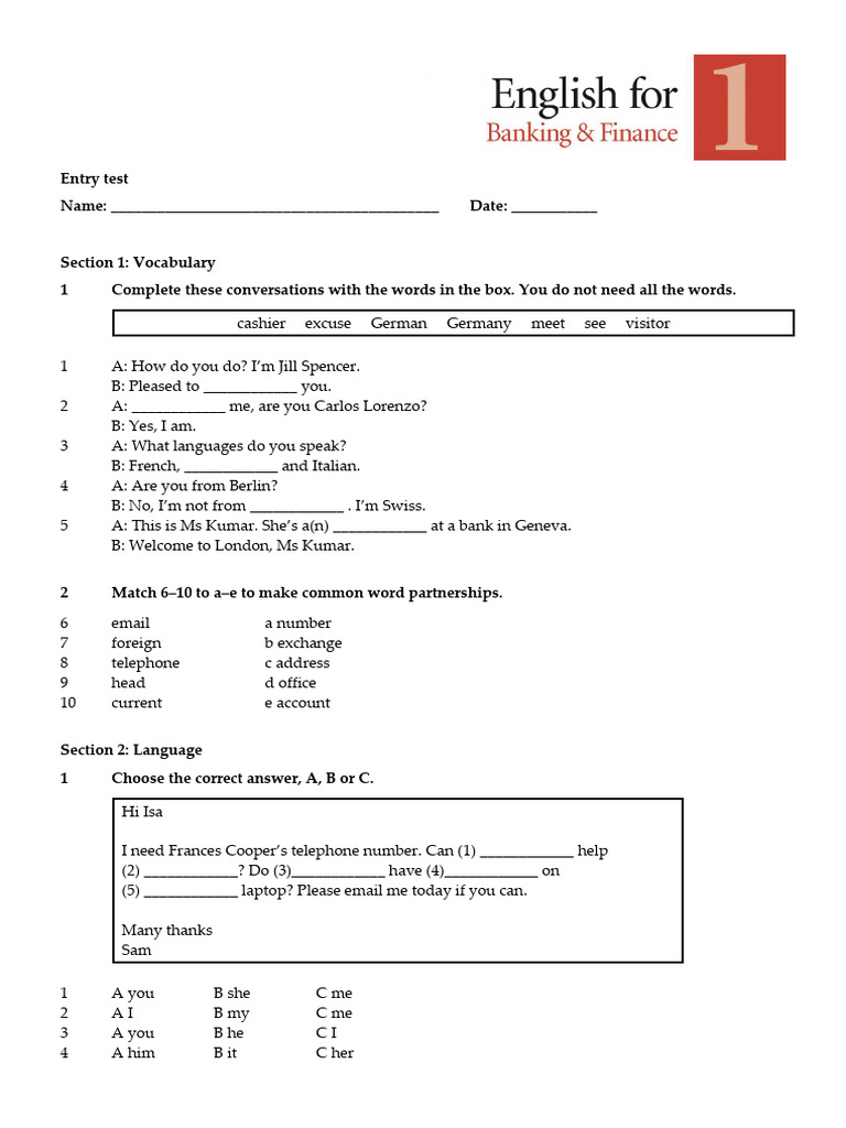 Entry Test | PDF | Human Communication
