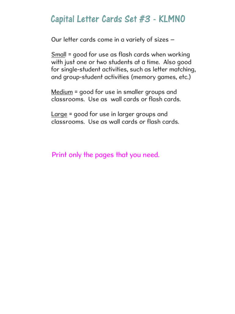 Capital Letter Cards Author Progressive Phonics | PDF