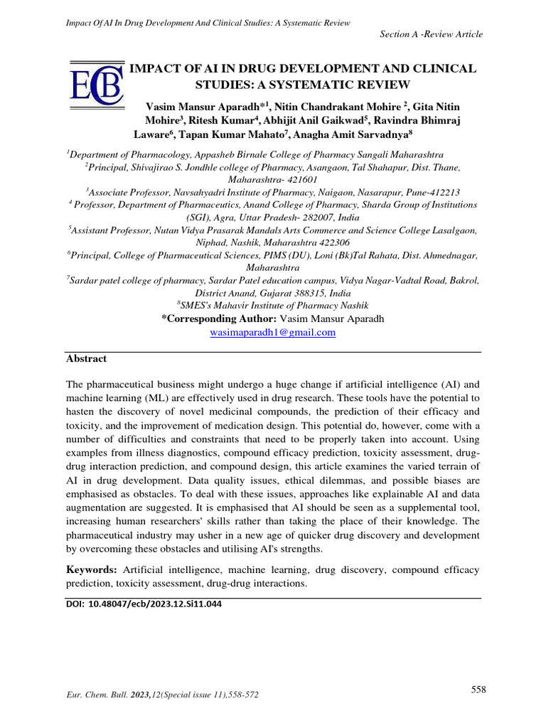 Impact of Ai in Drug Development and Cli | PDF