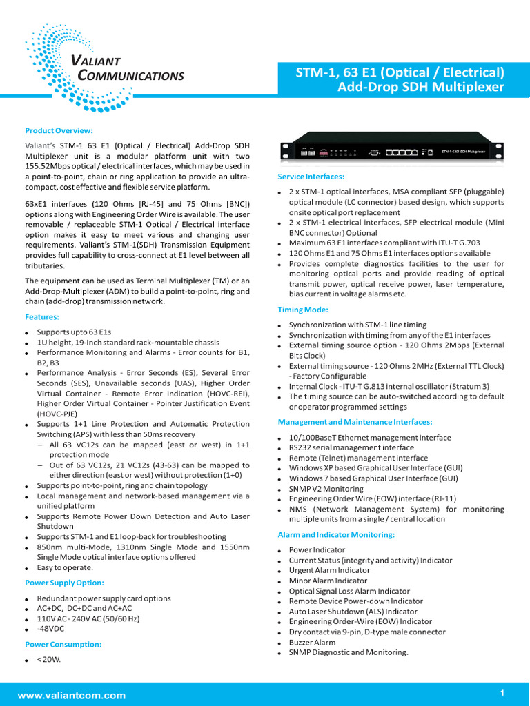 STM 1 63 E1 Mux | PDF