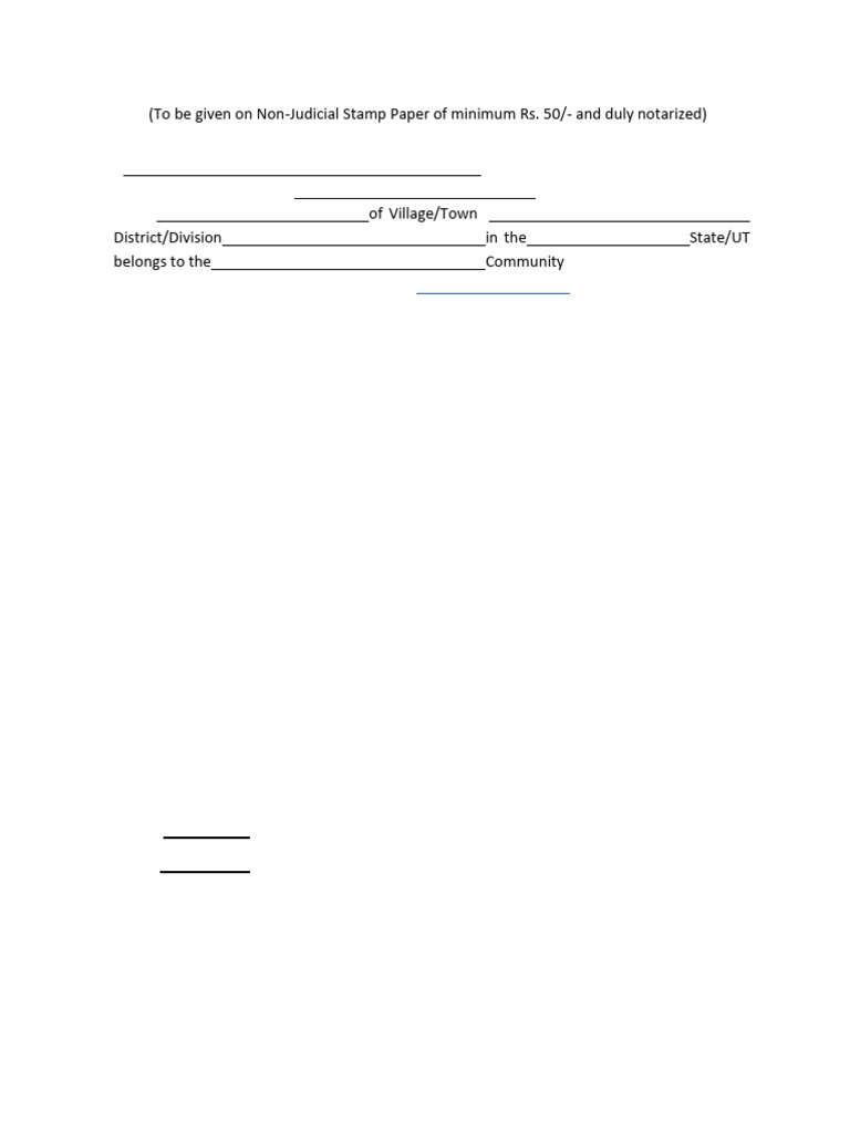 To Be Given On Non-Judicial Stamp Paper of Minimum Rs. 50/-And Duly ...