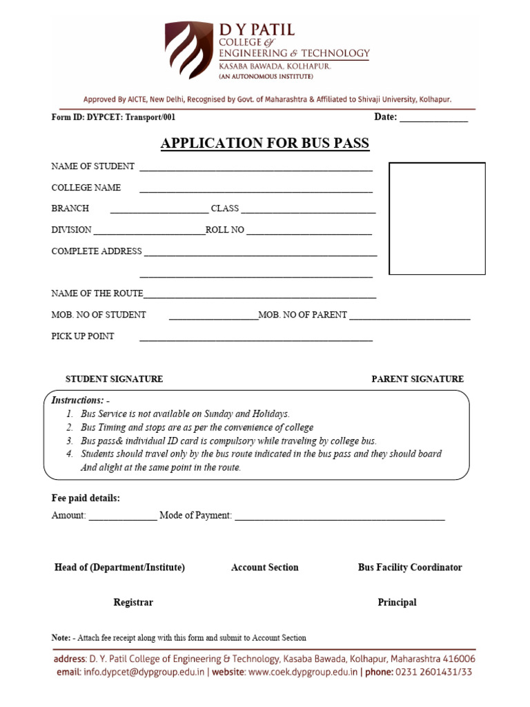 5.application For Bus Pass | PDF