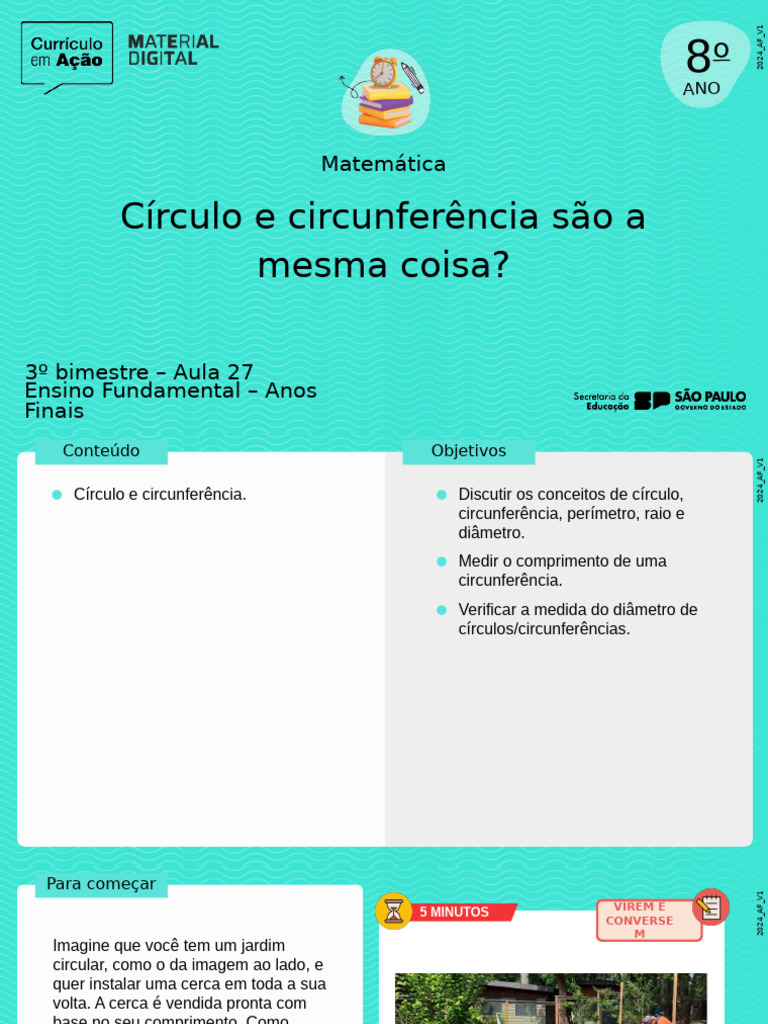 Aula 27 - Circulo e Circunferência São A Mesma Coisa | PDF