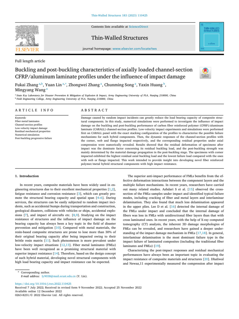 Impact on CFRP/Aluminum Buckling | PDF | Deformation (Engineering ...