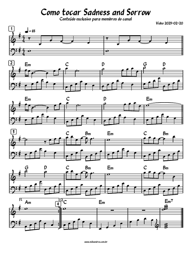 Como Tocar Sadness and Sorrow | PDF