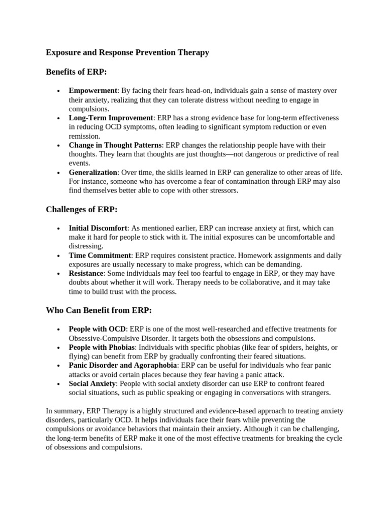 Exposure and Response Prevention Therapy 5 | PDF