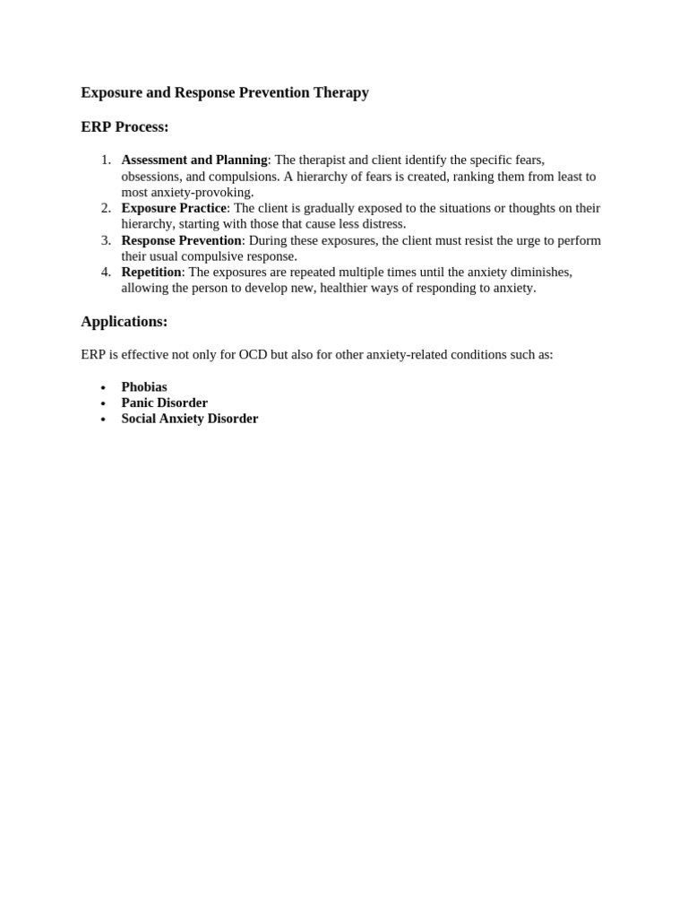 Exposure and Response Prevention Therapy 2 | PDF
