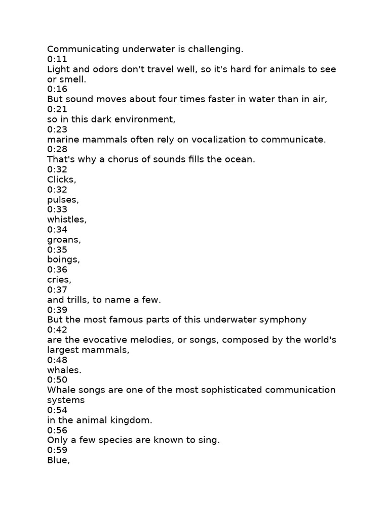 Why Do Whales Sing | PDF