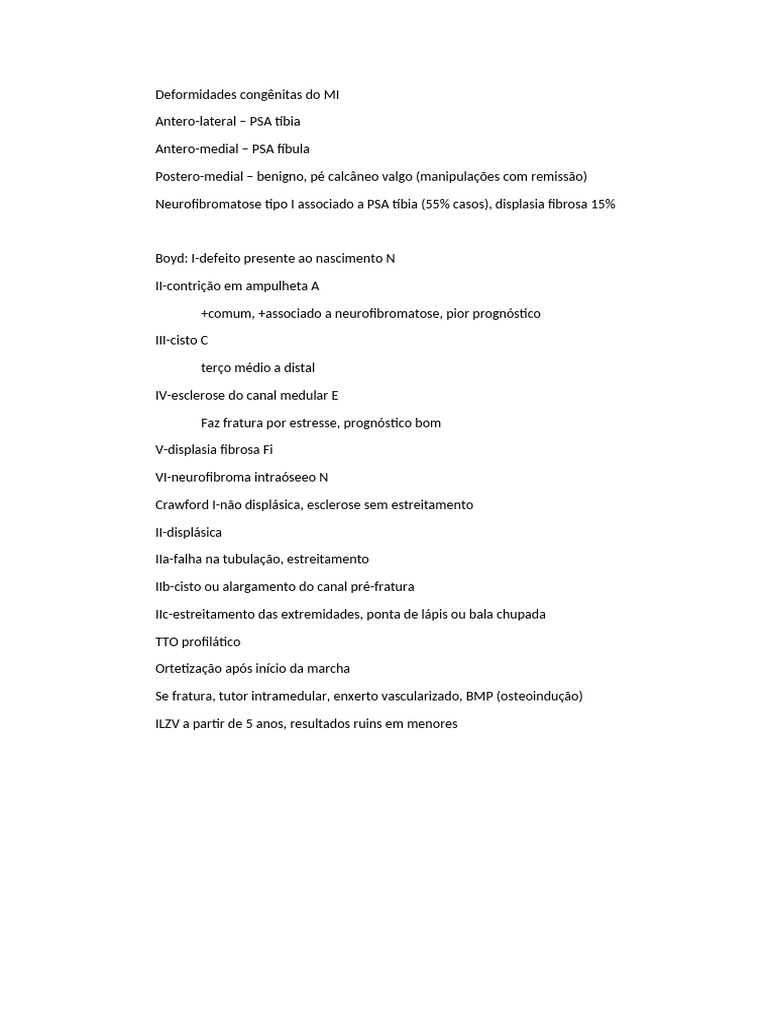 Deformidades Congênitas Do MI | PDF