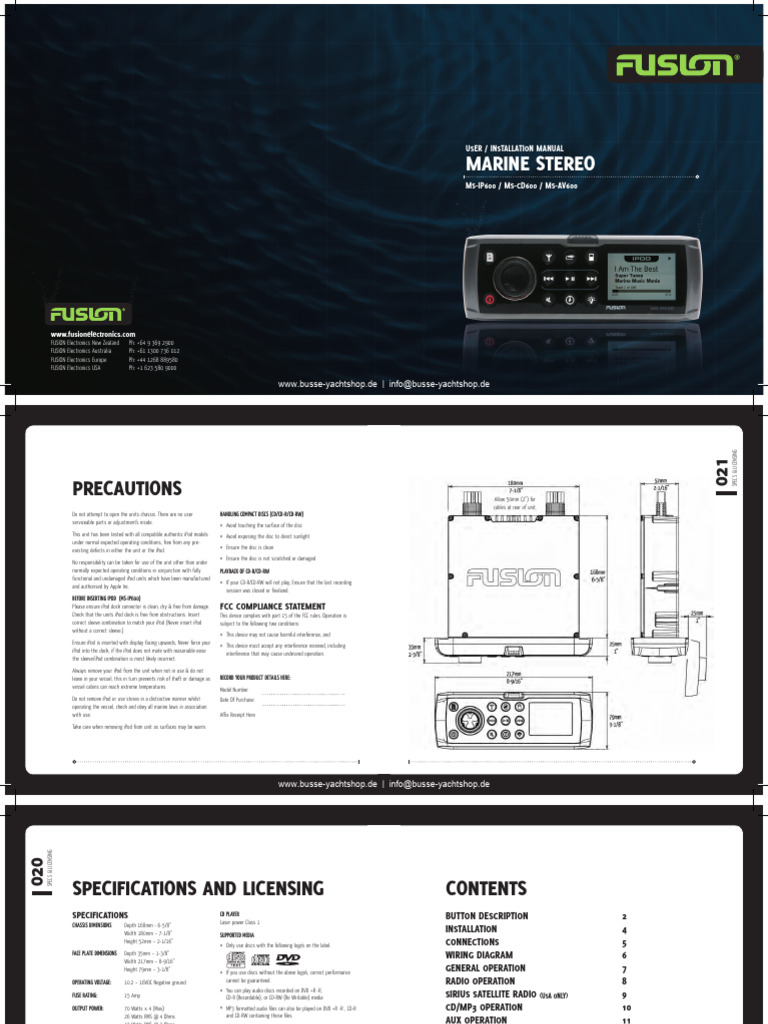 Fusion Ms 600 Series Manual v5.21 KL Bys | PDF