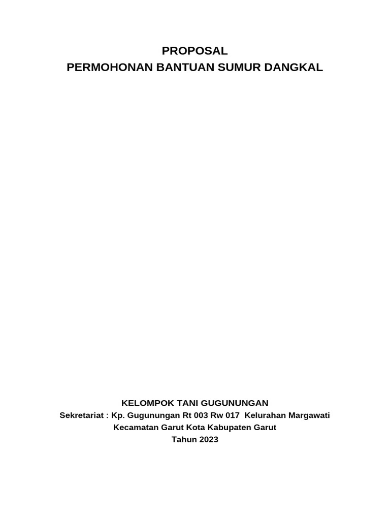 Contoh Proposal Sumur Dangkal | PDF