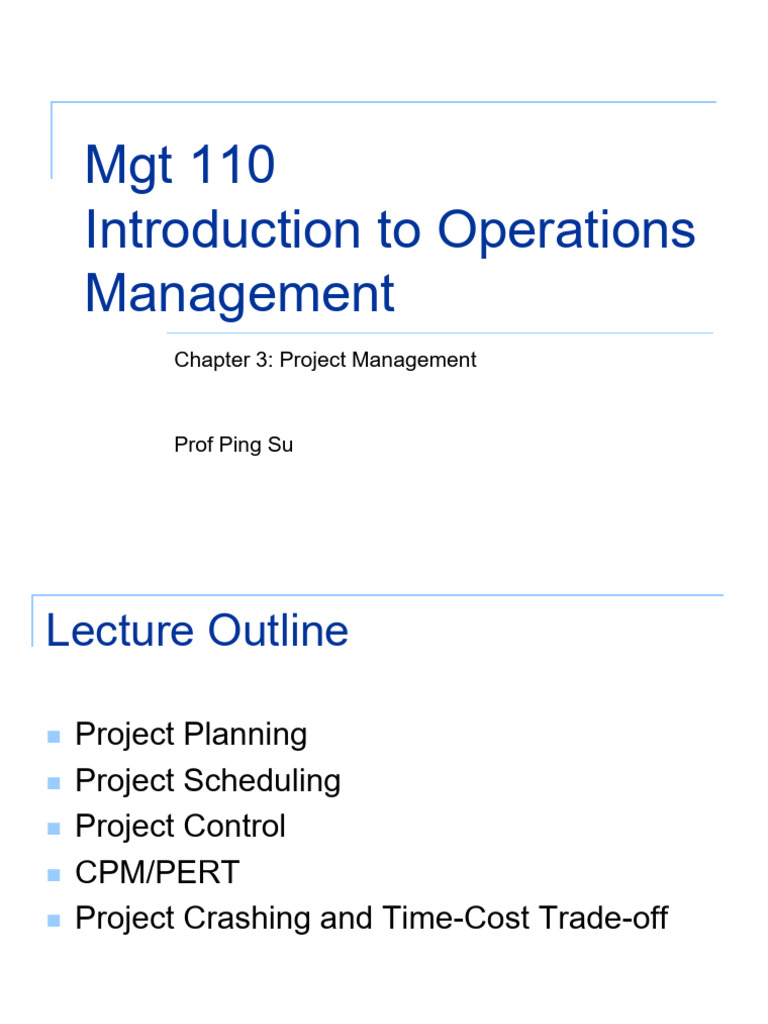 MGT - 110 - Chapter 3 Project Management | PDF