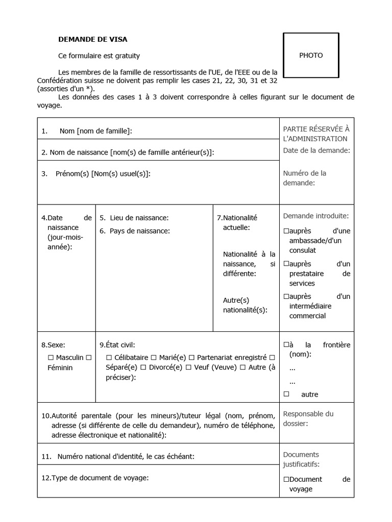 Application Form For Bulgarian Visa (FR) | PDF