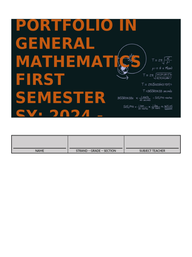Gen - Math Portfolio Format SY 2024 2025 | PDF