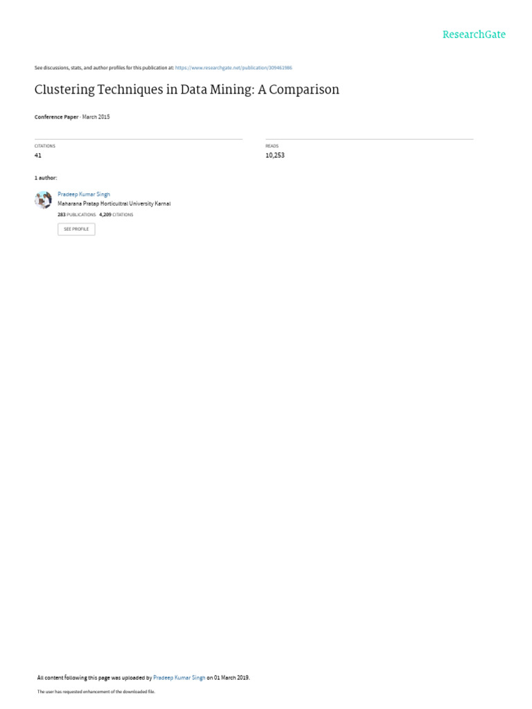 Clustering Techniquesin Data Mining | PDF | Cluster Analysis | Machine Learning