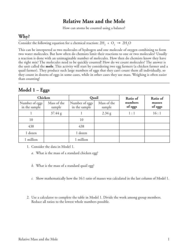 22 Relative Mass and The Mole-S | PDF