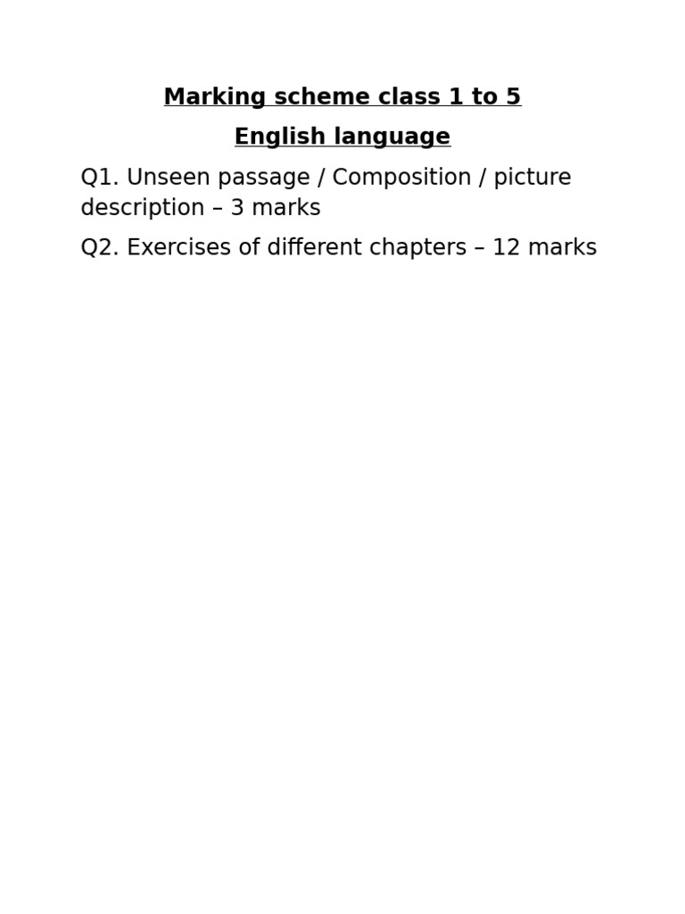 E. Lang Primary Marking Scheme | PDF