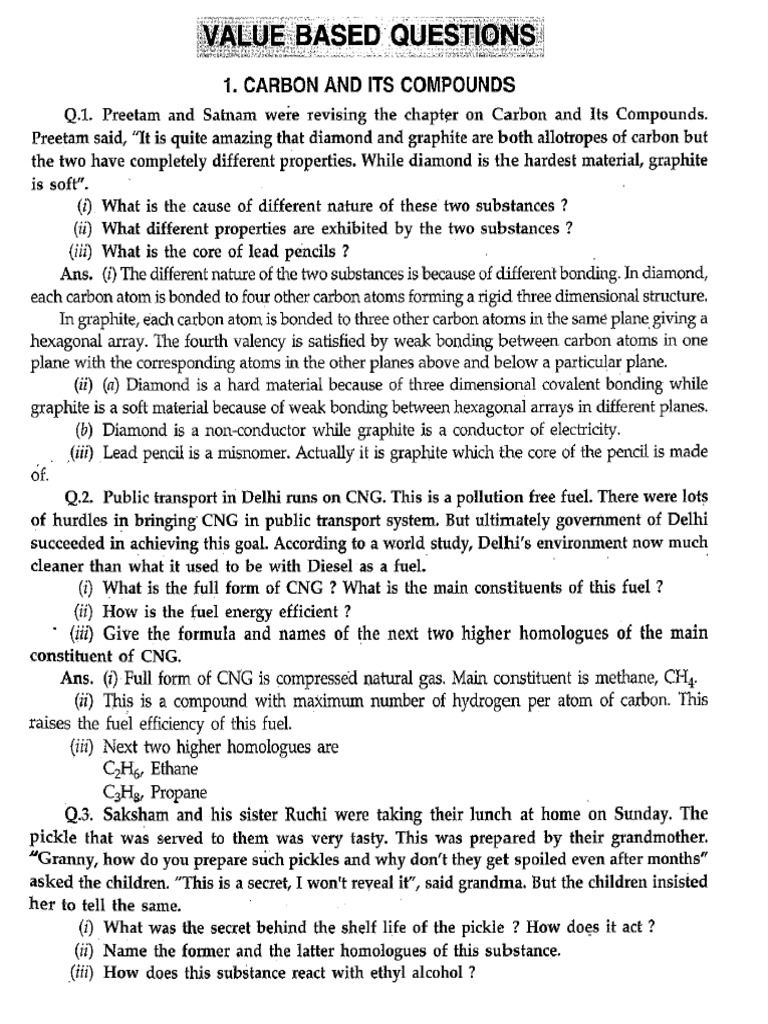 Cbse Class 10 Science Value Based Questions | PDF