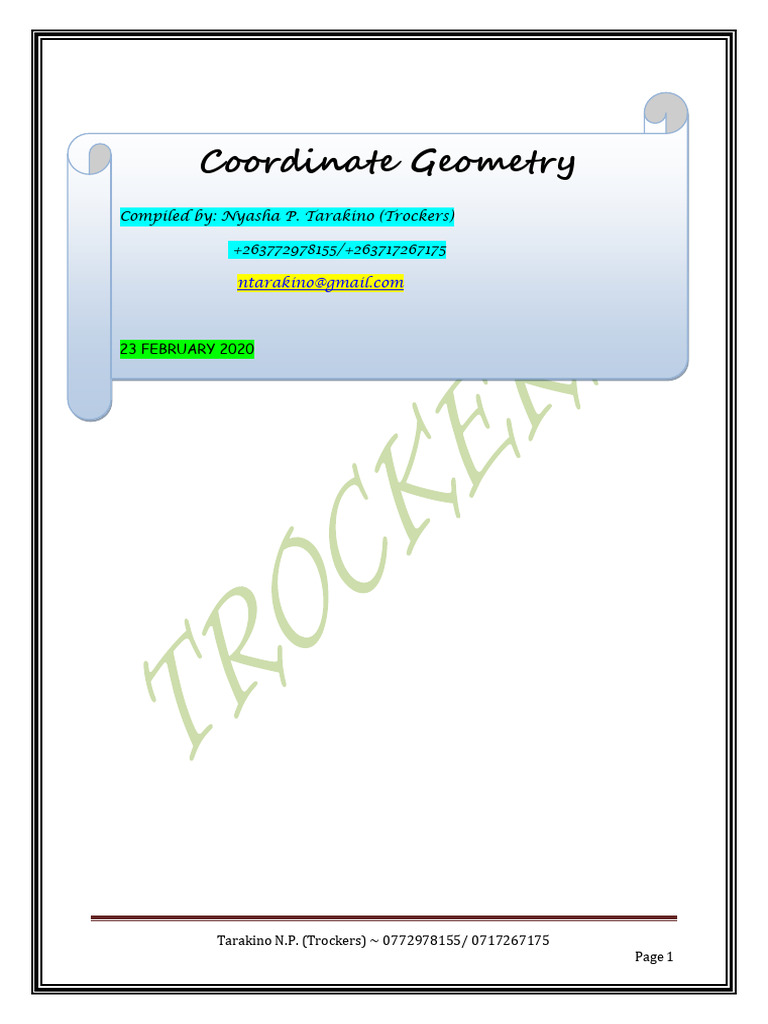 Coordinate Geometry - by Trockers | PDF | Cartesian Coordinate System ...