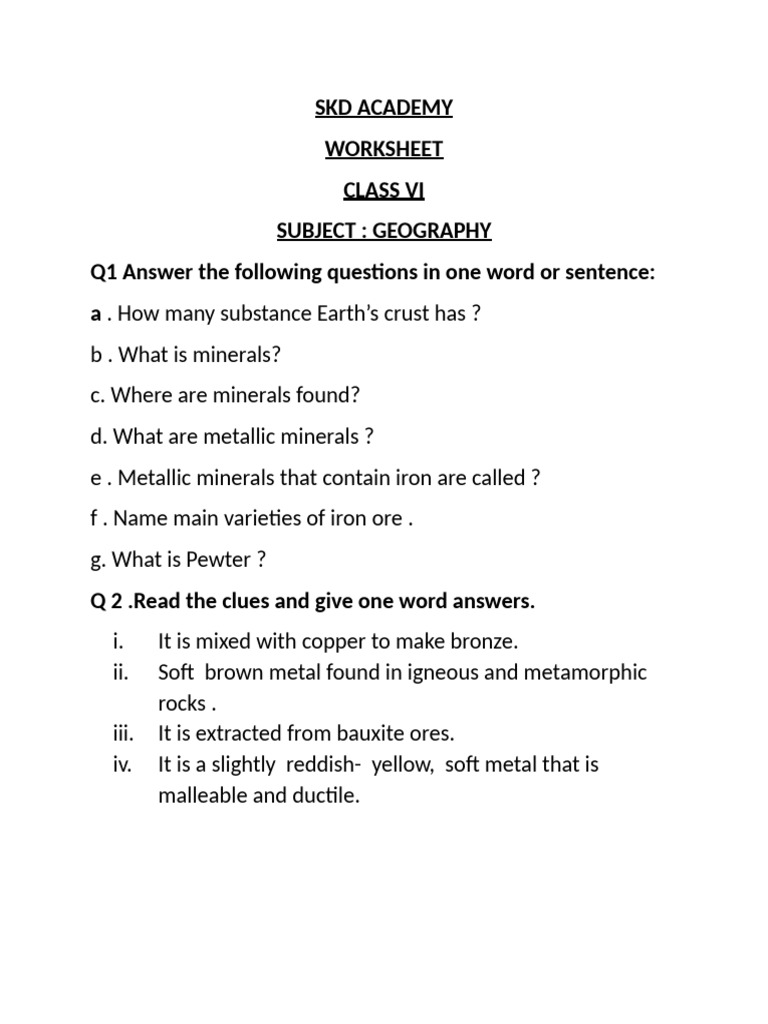 Geography Worksheet | PDF