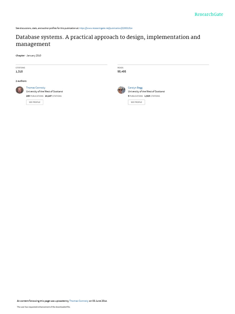 Database Systems A Practical Approach To Design Im | PDF
