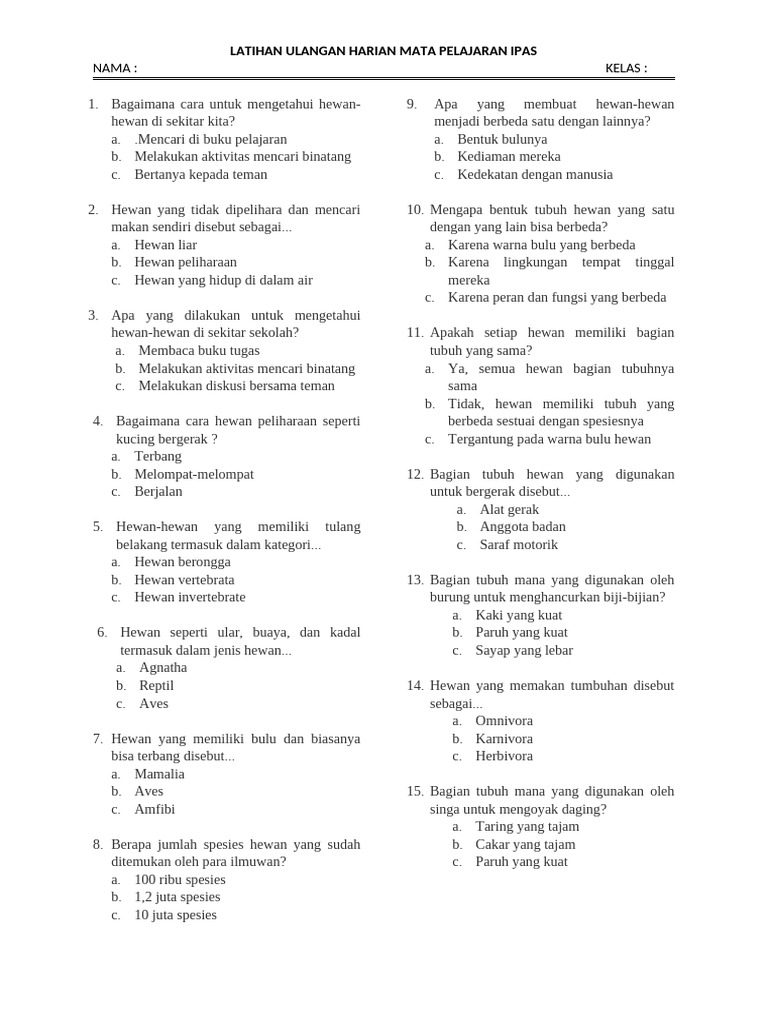 Soal Ulangan Harian IPAS | PDF