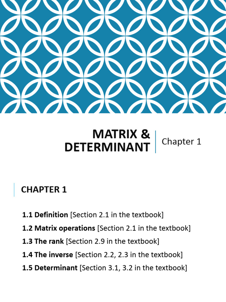 Chap 1. Matrix Algebra | PDF
